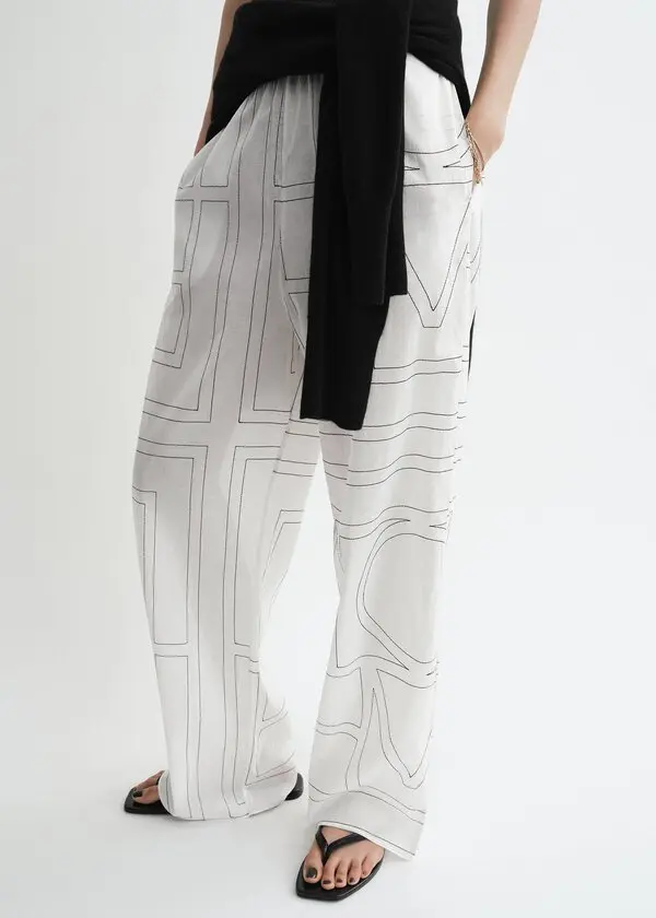 TOTEME Monogram Cotton-blend Pj Bottoms White/black
