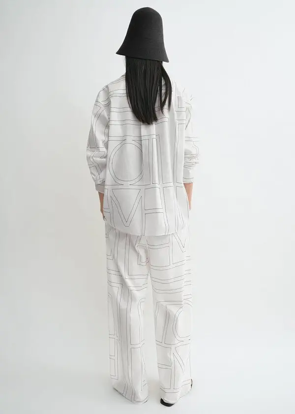 TOTEME Monogram Cotton-blend Pj Top /black - White