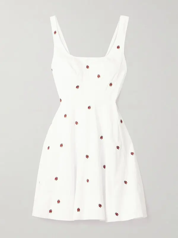 Buy Staud Wells Embroidered Cotton-blend Poplin Mini Dress - White At 49%  Off | Editorialist