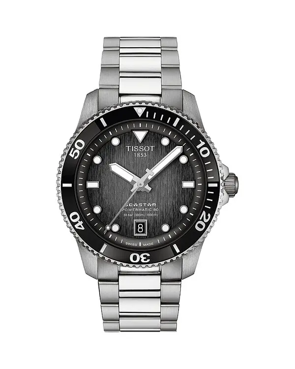 TISSOT Seastar 1000 Powermatic 80 Watch - Black/silver