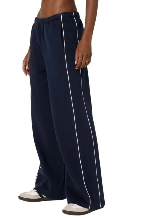 EDIKTED Autumn Cotton Blend Sweatpants - Navy