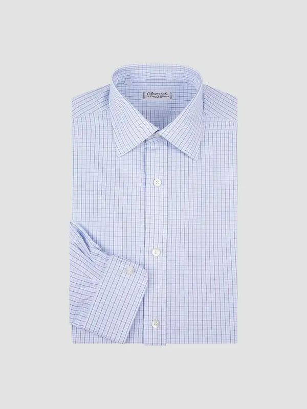 Charvet Plaid Grid Cotton Dress Shirt