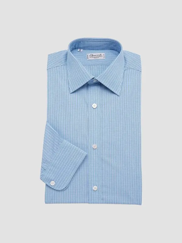 Charvet Check Cotton Button-front Shirt - Blue