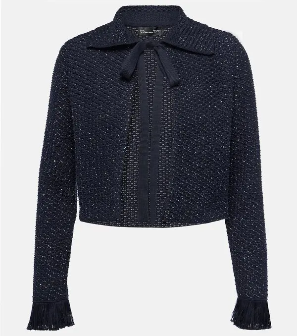 Oscar De La Renta Cotton-blend Tweed Jacket - Blue