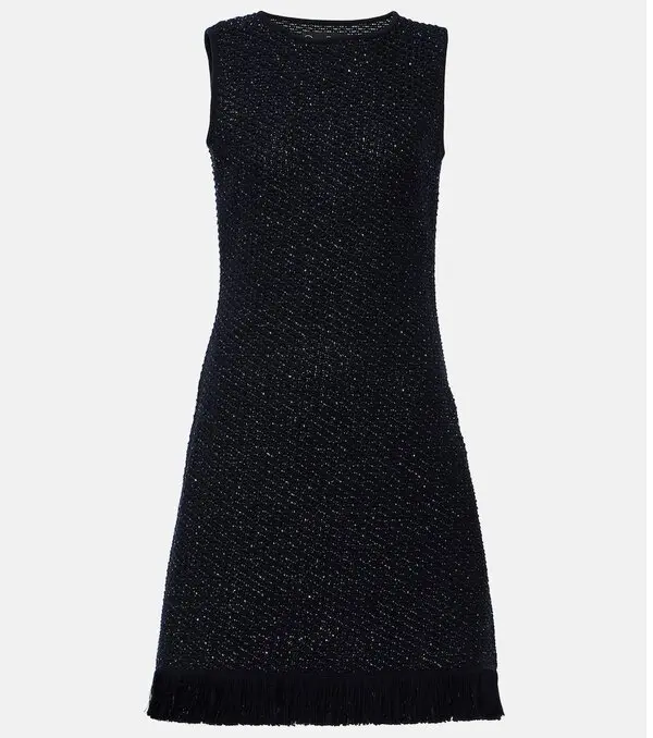 Oscar De La Renta Cotton-blend Tweed Minidress - Blue