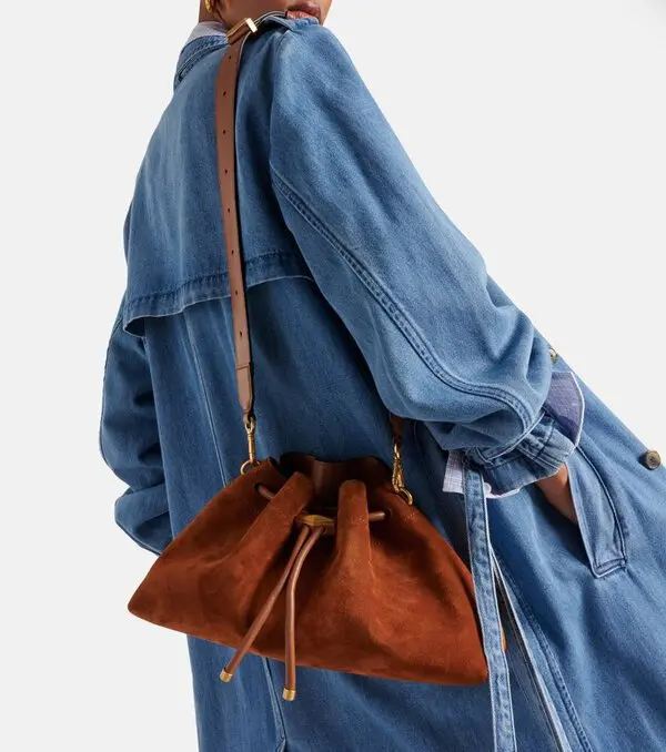JIMMY CHOO Suede Bucket Bag - Brown
