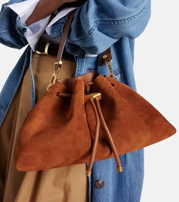 JIMMY CHOO Suede Bucket Bag - Brown