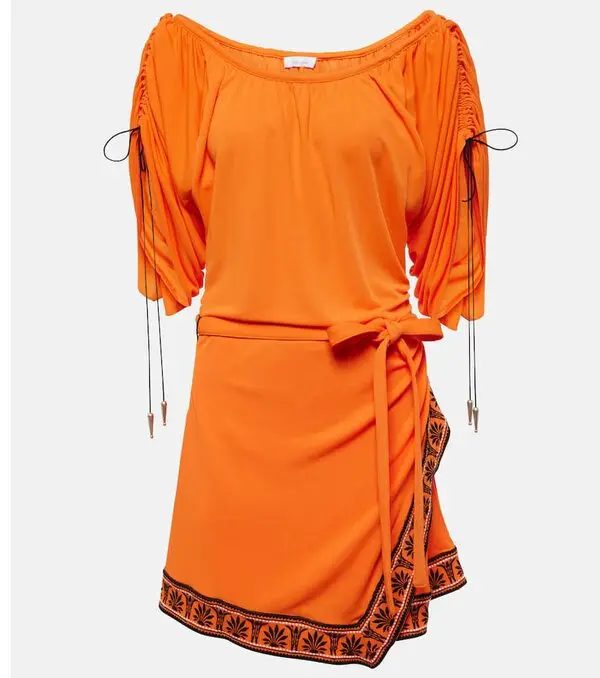 Rabanne Ruched Off-shoulder Minidress - Orange