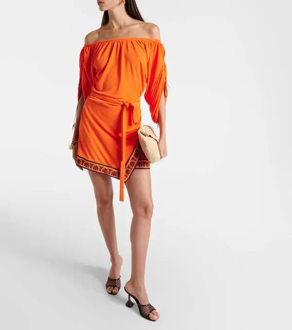 Rabanne Ruched Off-shoulder Minidress - Orange