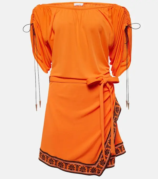 Rabanne Ruched Off-shoulder Minidress - Orange