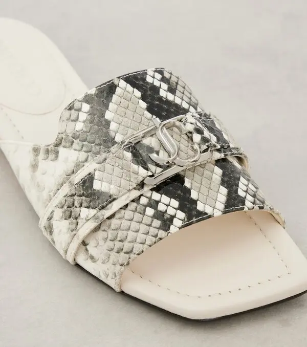 JIMMY CHOO Nako Snake-effect Leather Slides