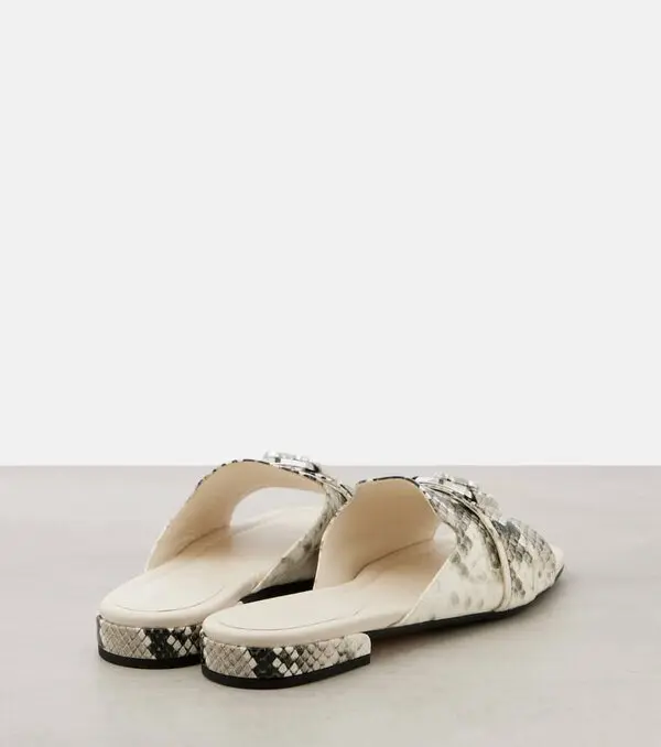 JIMMY CHOO Nako Snake-effect Leather Slides