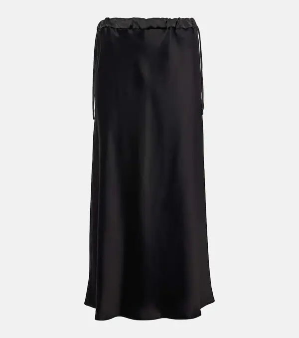 Max Mara Editore Satin Midi Skirt - Black