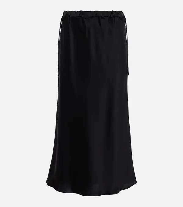Max Mara Editore Satin Midi Skirt - Black