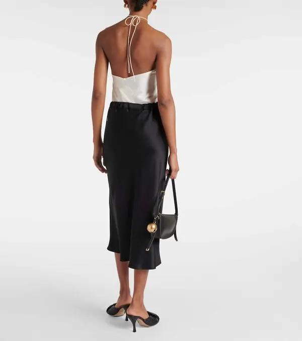 Max Mara Editore Satin Midi Skirt - Black