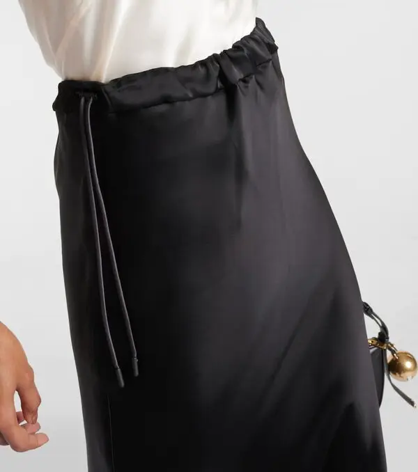 Max Mara Editore Satin Midi Skirt - Black
