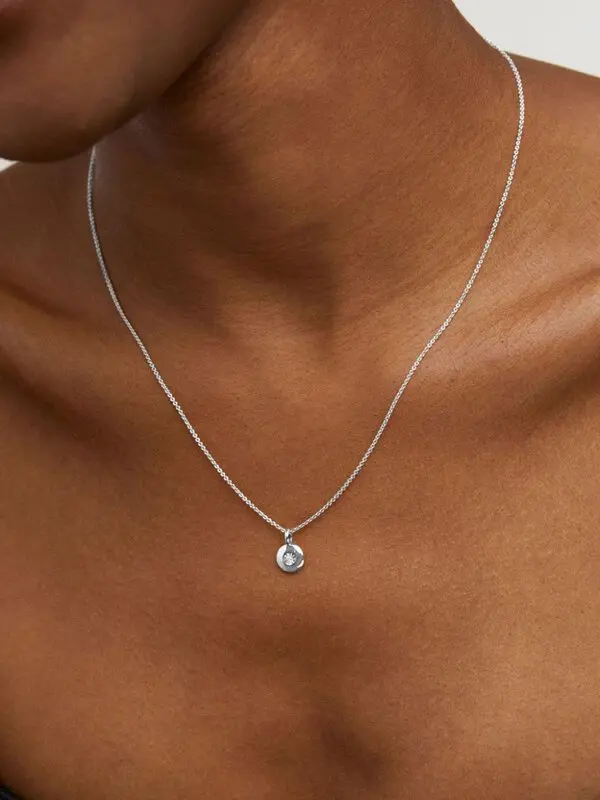 Monica Vinader April Grown Diamond Pendant Necklace - Silver