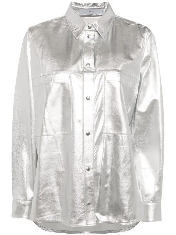 IRO PARIS Nazil Metallic Leather Overshirt