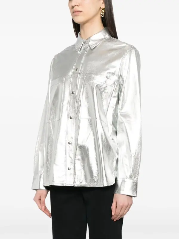 IRO PARIS Nazil Metallic Leather Overshirt