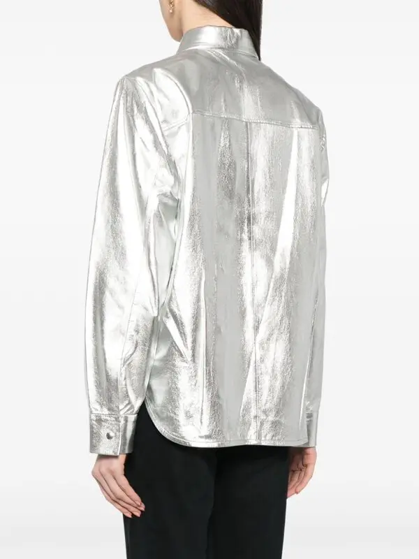 IRO PARIS Nazil Metallic Leather Overshirt