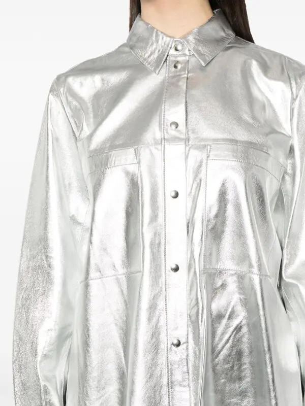 IRO PARIS Nazil Metallic Leather Overshirt