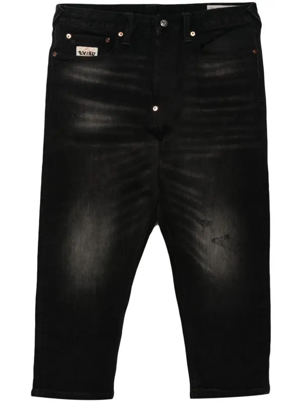EVISU Logo-patch Cropped Jeans