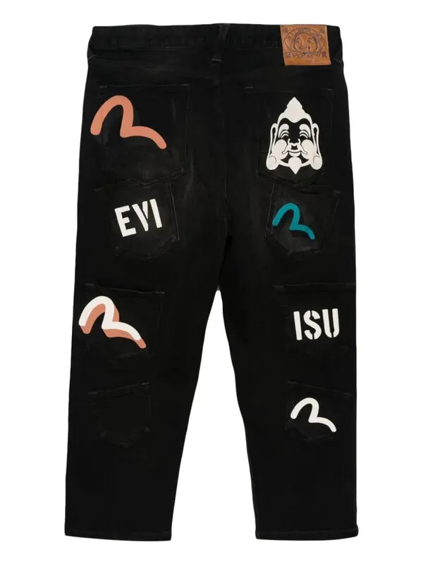 EVISU Logo-patch Cropped Jeans