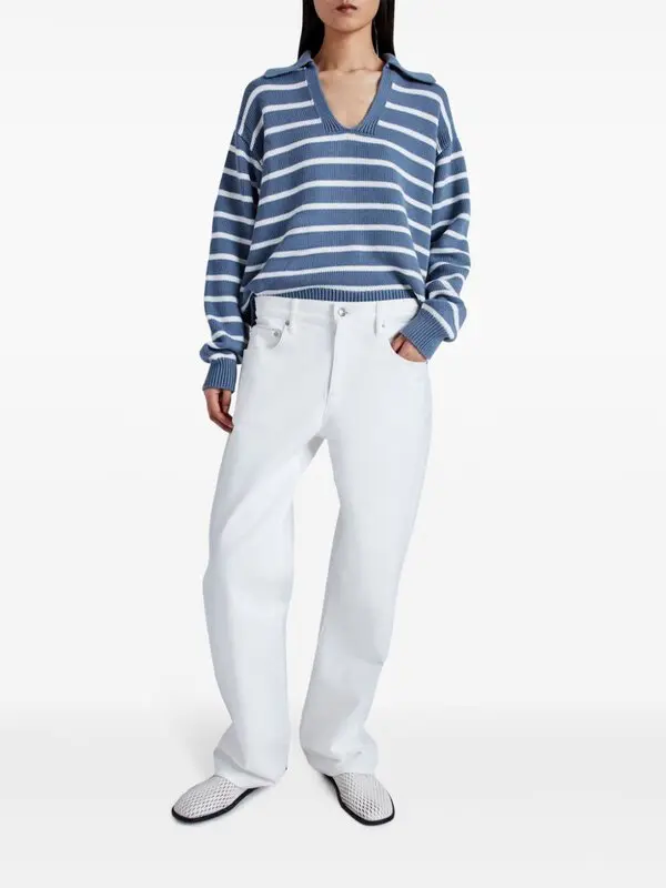 Proenza Schouler White Label Striped Cotton-cashmere Sweater - Blue