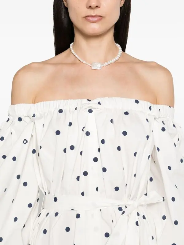 maje off shoulder dress Maje Off-Shoulder Shirt Dress In White - 50% Off