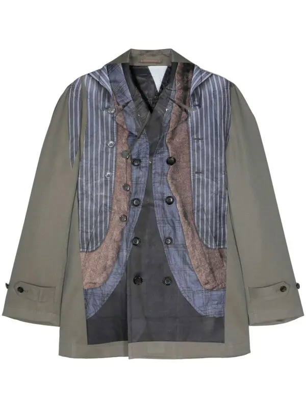 Comme Des Garçons Mix-print Double-breasted Coat