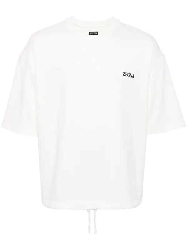 Zegna Logo-embroidered Cotton-blend Sweatshirt - White
