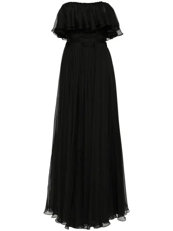 GEMY MAALOUF Strapless Ruffled Gown - Black