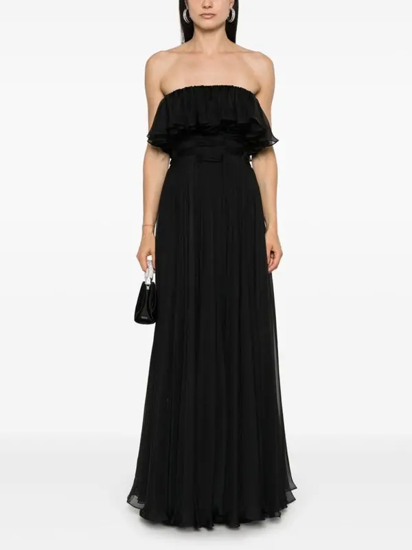 GEMY MAALOUF Strapless Ruffled Gown - Black