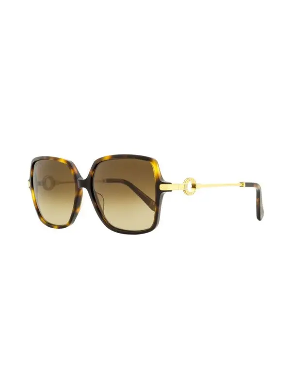Omega Tortoiseshell Square-frame Sunglasses