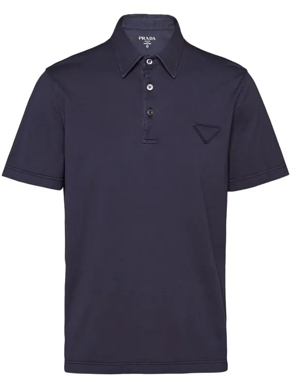 Prada Short-sleeved Cotton Polo Shirt - Blue