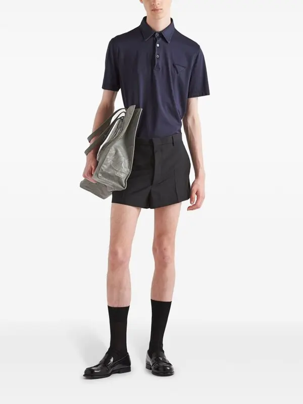 Prada Short-sleeved Cotton Polo Shirt - Blue