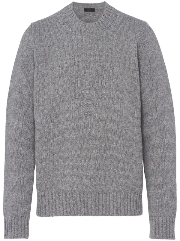 Prada Logo-embroidered Sweater - Grey