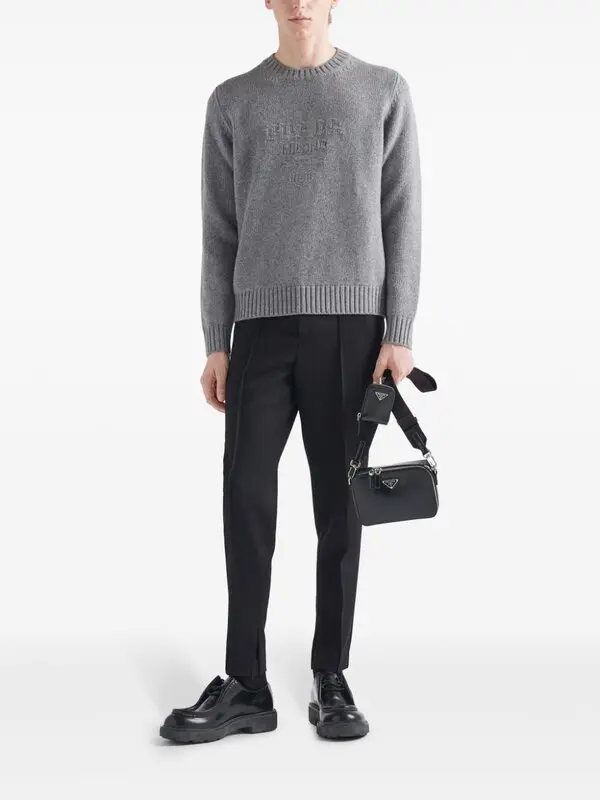 Prada Logo-embroidered Sweater - Grey