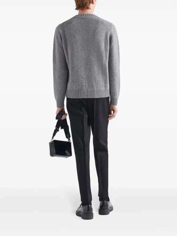 Prada Logo-embroidered Sweater - Grey