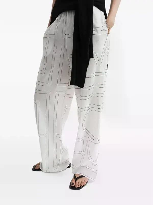 TOTEME Embroidered-monogram Trousers - White