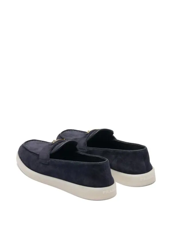 Prada Triangle-logo Leather Loafers - Blue