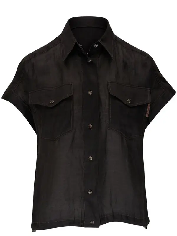 Brunello Cucinelli Monili Chain-detail Short-sleeve Shirt - Black