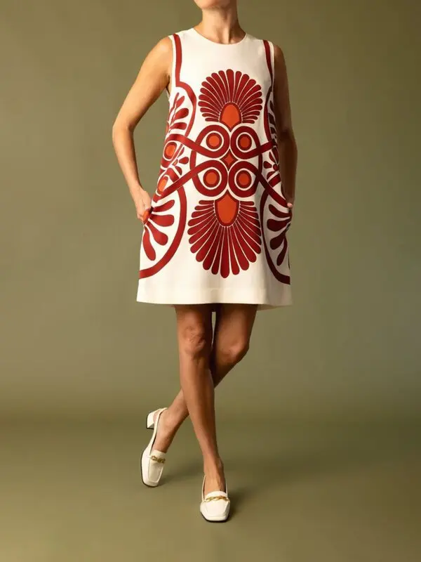 La DoubleJ Medallion Geometric-print Dress - White