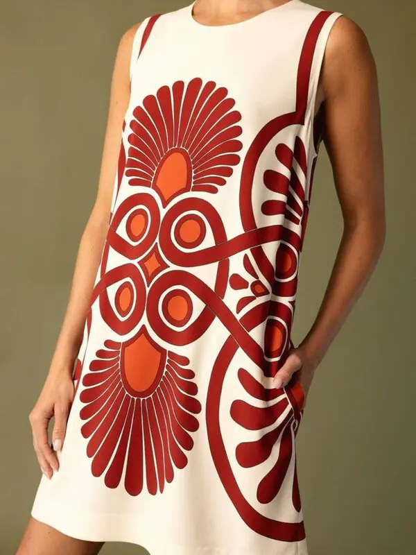 La DoubleJ Medallion Geometric-print Dress - White