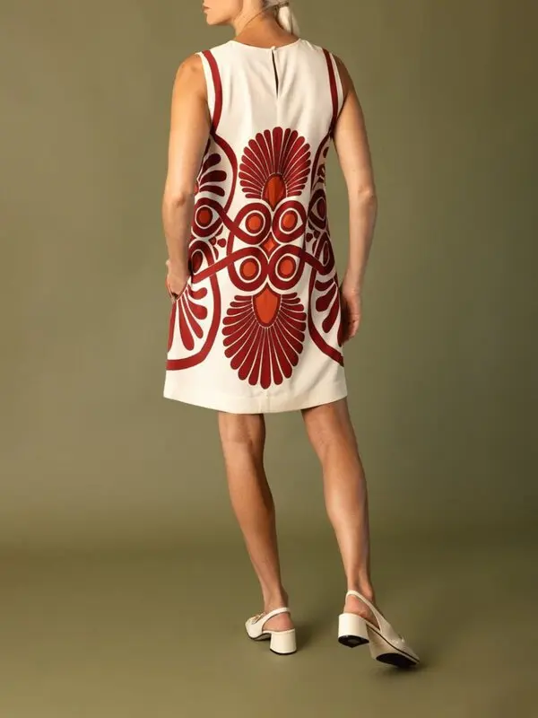 La DoubleJ Medallion Geometric-print Dress - White