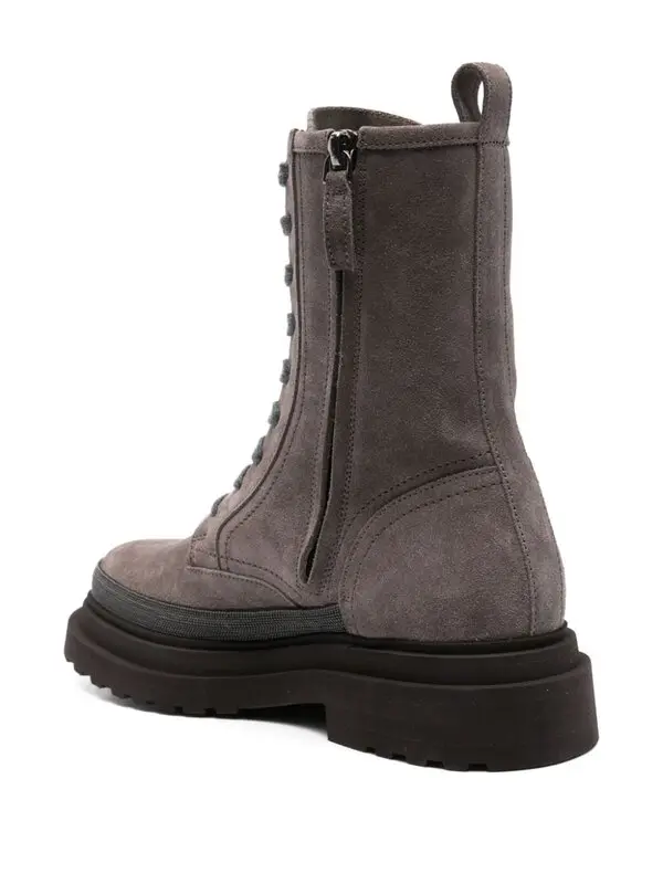 Brunello Cucinelli Monili-detail Suede Boots - Grey