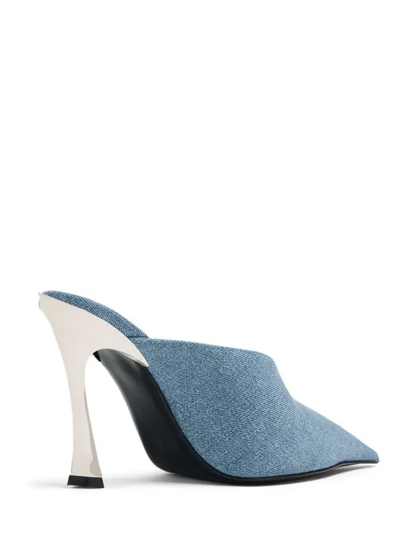 MUGLER Denim Pointed Toe Mules