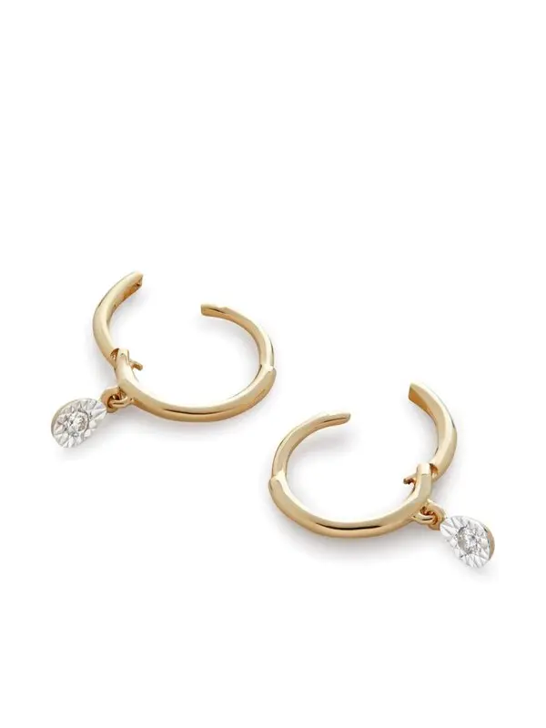 Monica Vinader 14kt Yellow Diamond Huggie Earrings - Gold