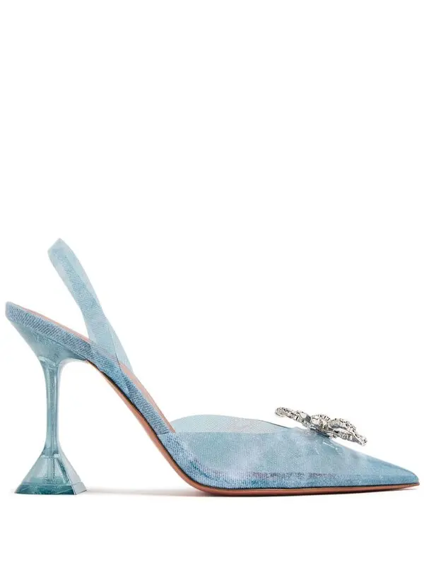 Amina Muaddi 95mm Bow-detail Pumps - Blue