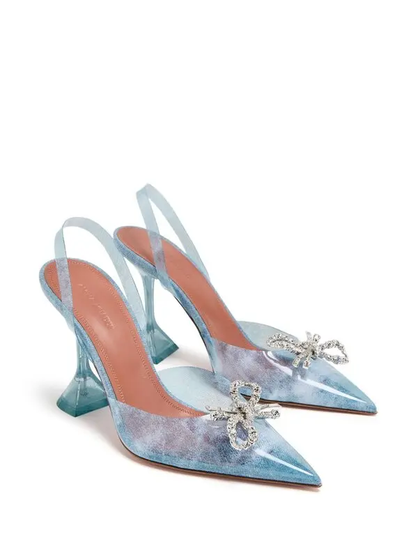 Amina Muaddi 95mm Bow-detail Pumps - Blue